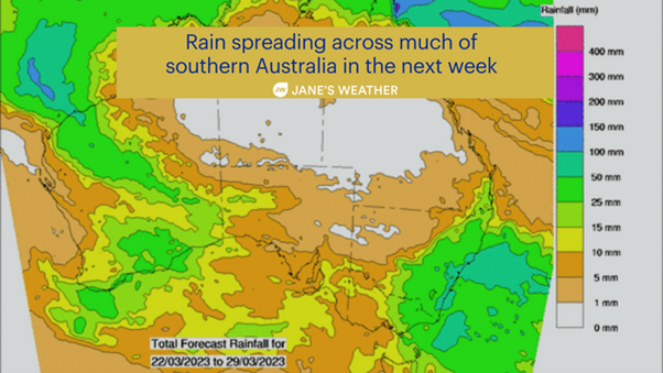 Rain spreading across much of southern Australia in the next week